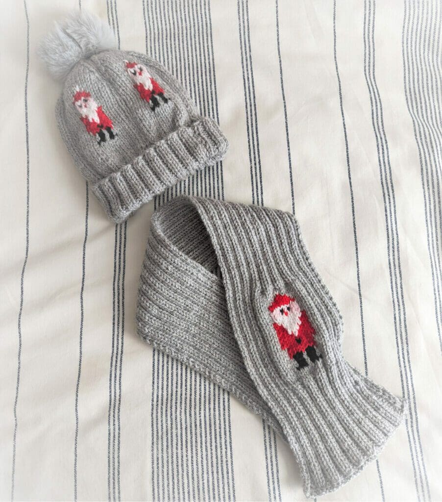 Knitting Pattern-Santa Scarf and Hat-Children's and Adult Sizes | Buy Indie