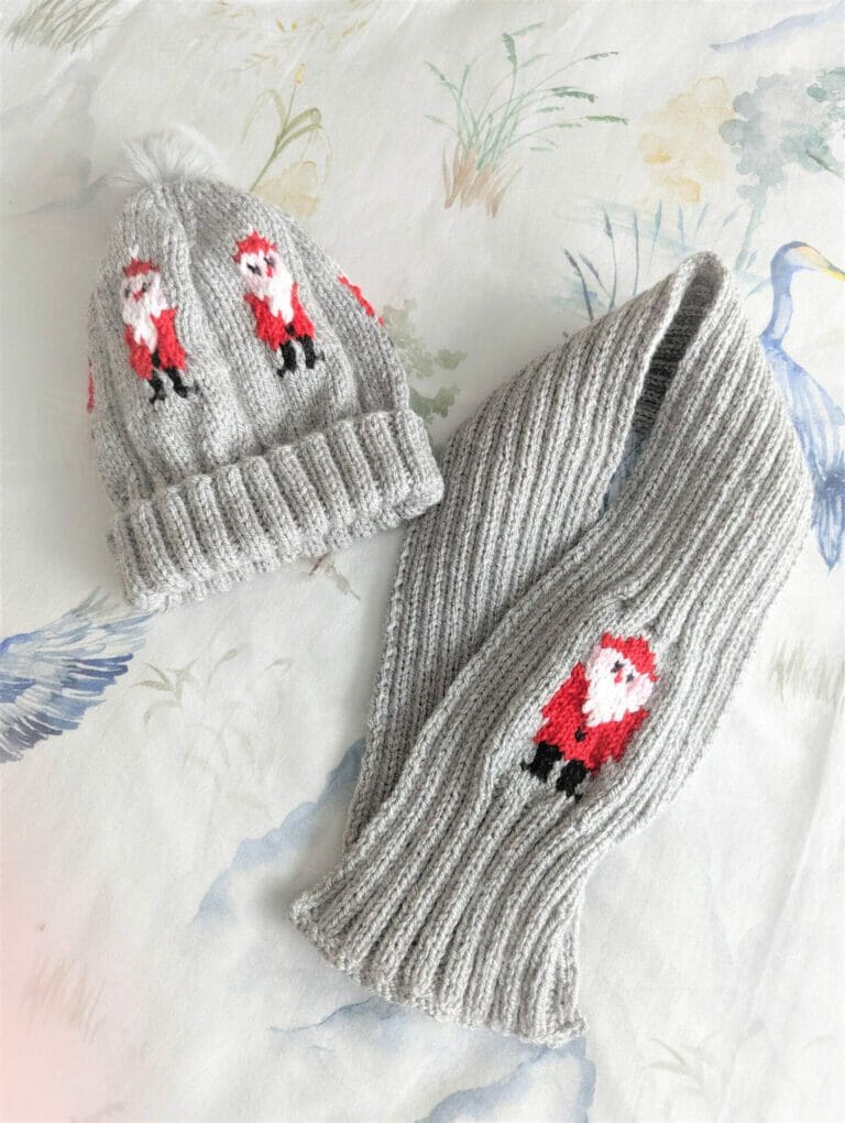 Knitting Pattern-Santa Scarf and Hat-Children's and Adult Sizes | Buy Indie