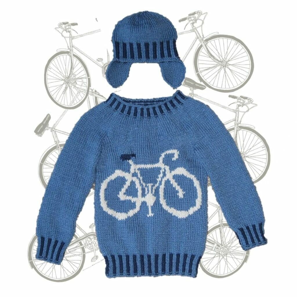 Knitting Pattern- Bike Sweater, 4-13 years, Aran | Buy Indie