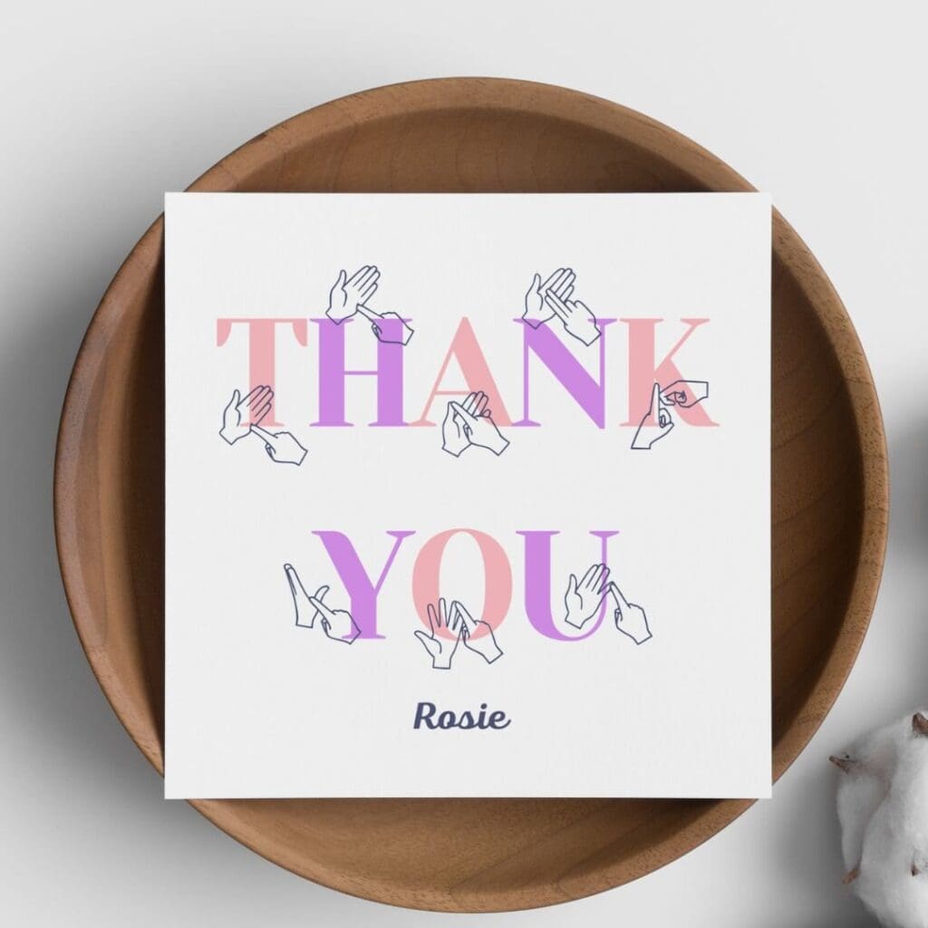 BSL thank you card, British Sign Language, sign Language card ...