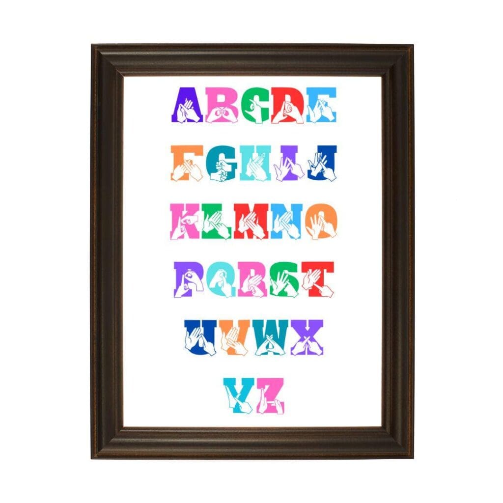 BSL, British sign Language, fingerspelling alphabet print , nursery ...